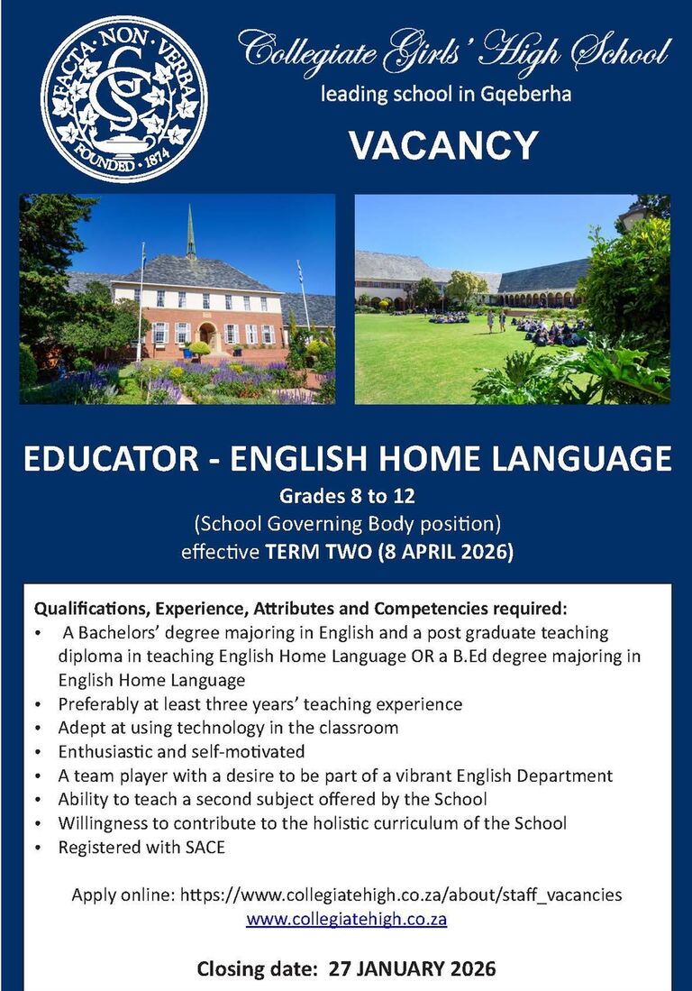 Staff vacancies – Collegiate Girls' High School